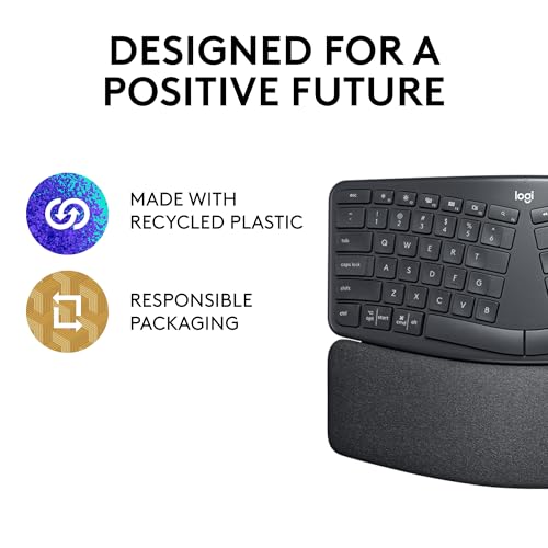 Wireless Ergonomic Qwerty Keyboard - Split Keyboard, Windows/Mac,Black ...