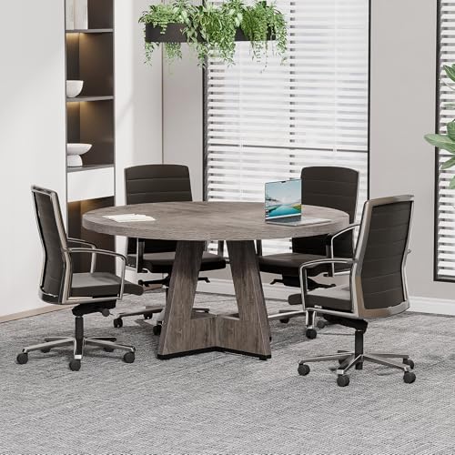 47-Inch Round Conference Table for 4-6 People, Wooden Meeting Room Tab ...