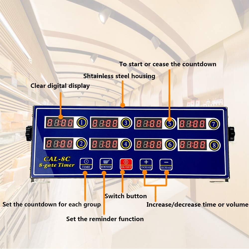 Li Bai Kitchen Cooking Timer 8 Channels Digital LED Alarm Reminder Clo ...