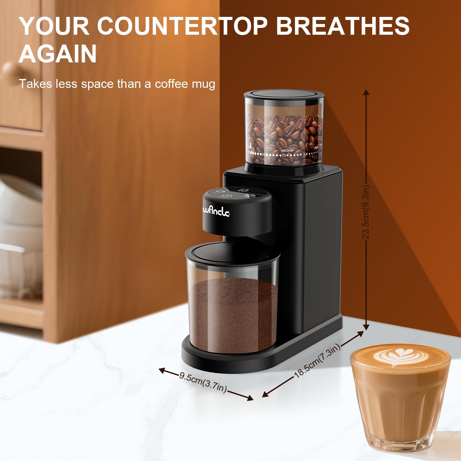 Wancle Conical Burr Coffee Grinder Touch Edition Electric Coffee Bean ...