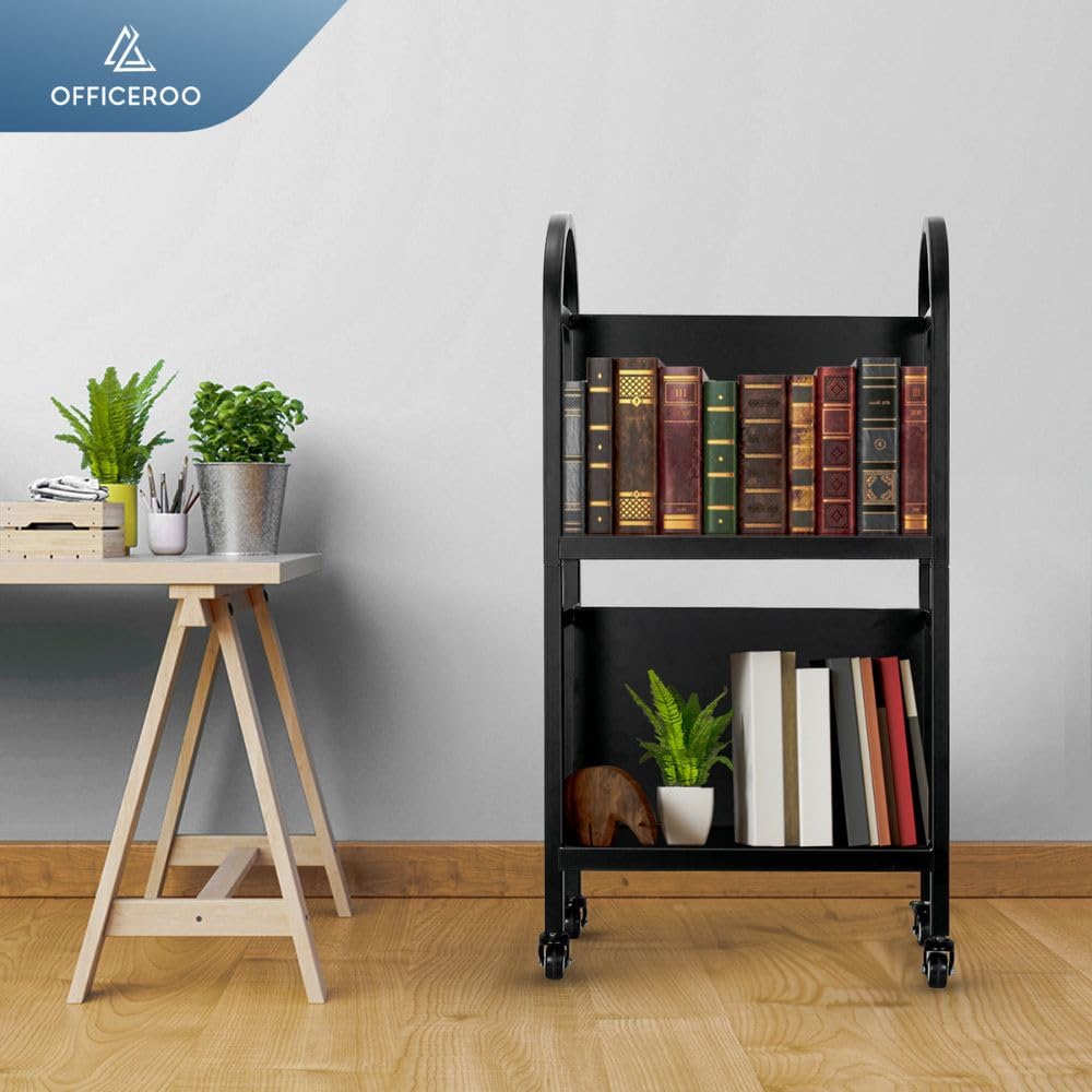 Rolling Library Book Cart – Moveable Book Organization Solution with L ...