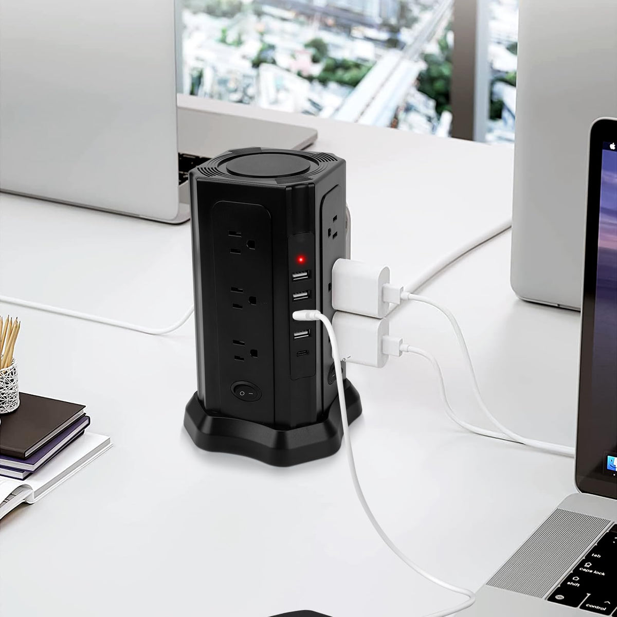 Power Strip Tower, Surge Protector Tower with USB Ports, 16.5FT Extens ...