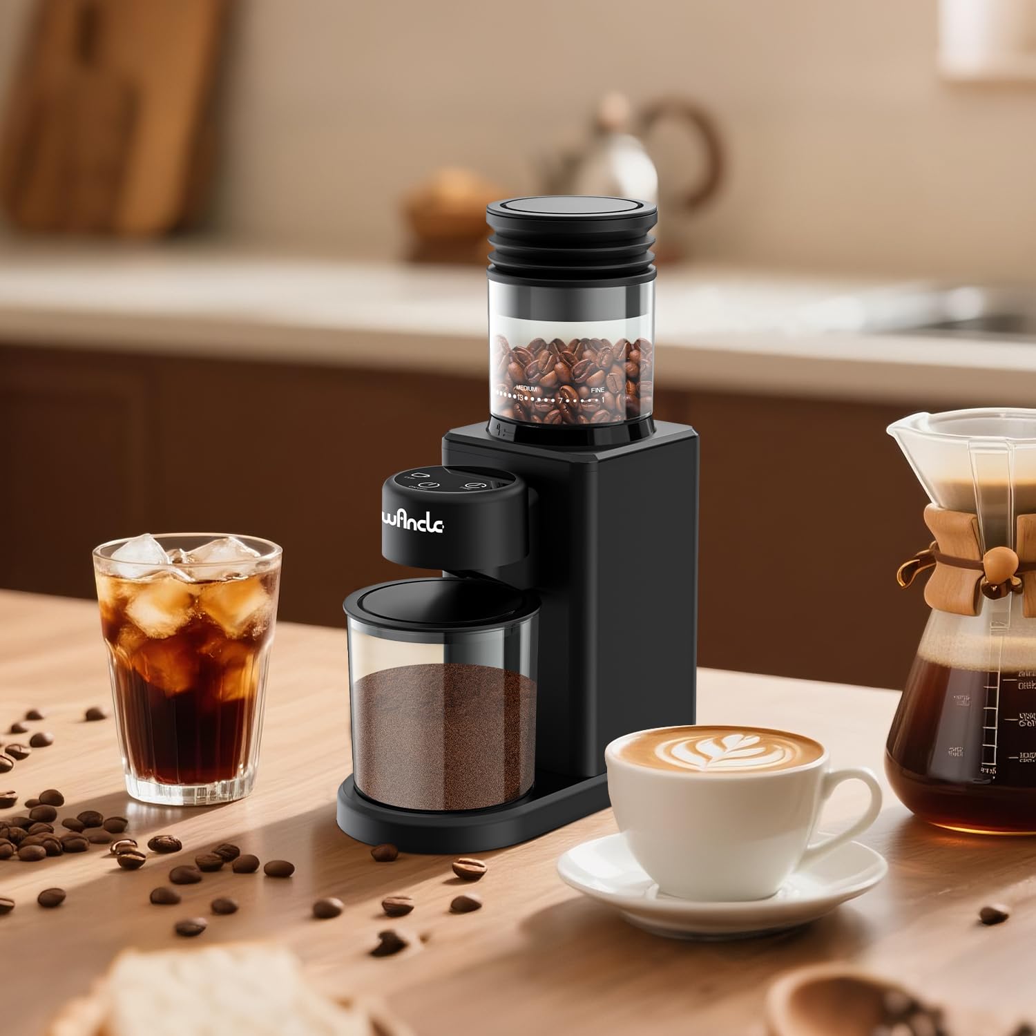 Wancle Conical Burr Coffee Grinder Touch Edition Electric Coffee Bean ...
