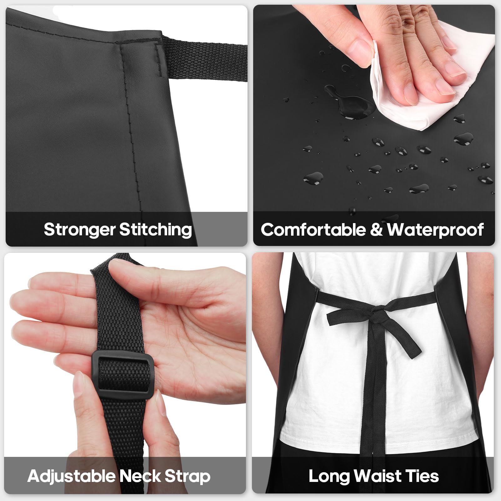 Gotega 4 Pack Waterproof Rubber PVC Apron Adjustable Dishwasher Apron ...