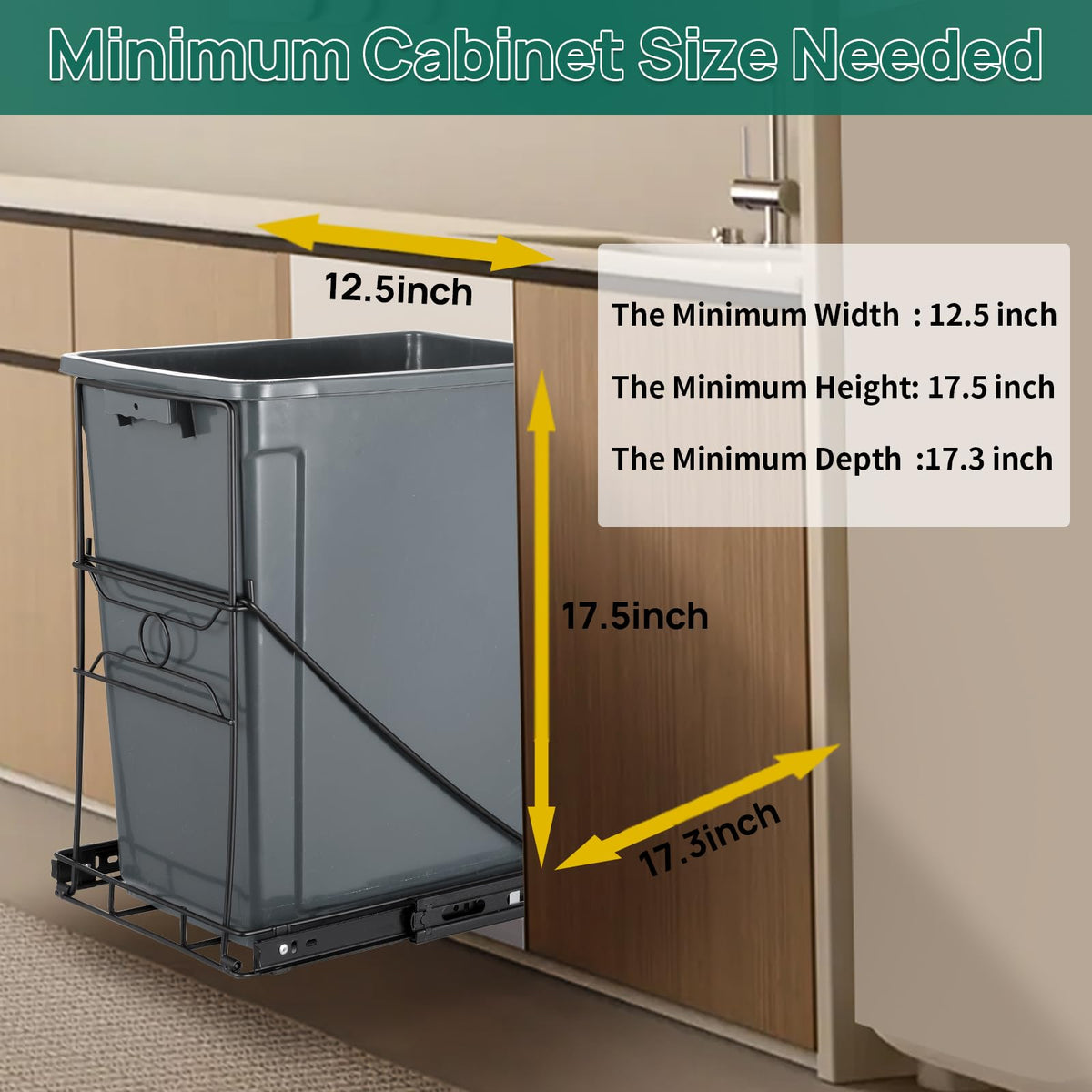 Pull Out Trash Can, Stainless Steel Kitchen Adjustable Trash Slide Out ...