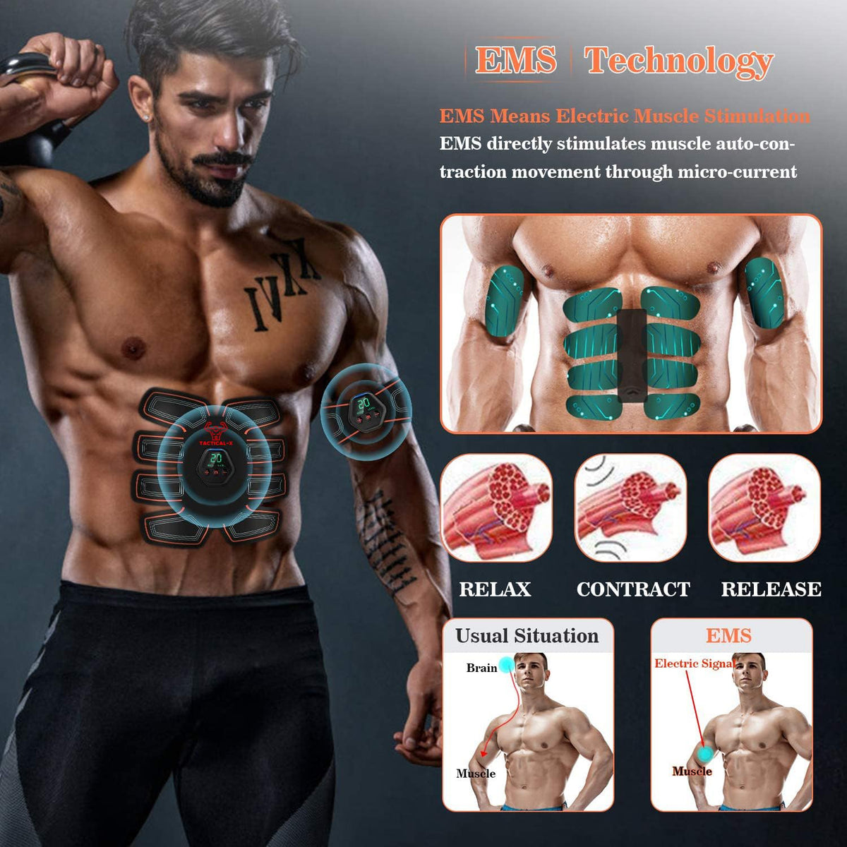 Tactical X Abs Stimulator Military Grade, Vital Flex Core Ab Stimulato ...