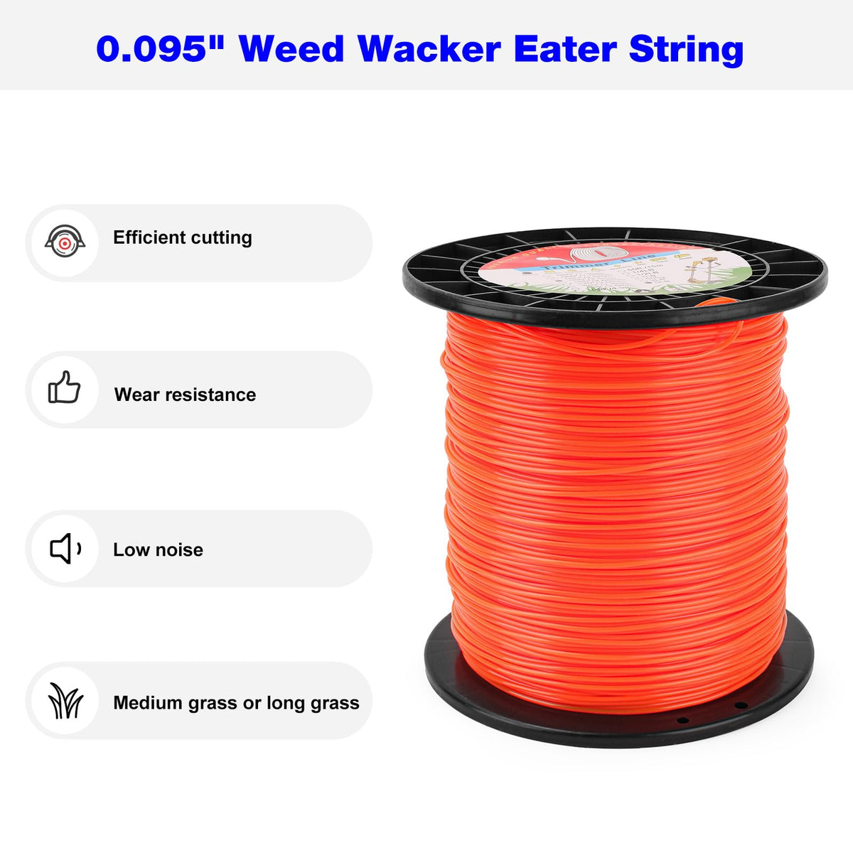 Yooank 095 Trimmer Line, Weed Wacker String .095-Inch-by-1427-Foot 5-P ...