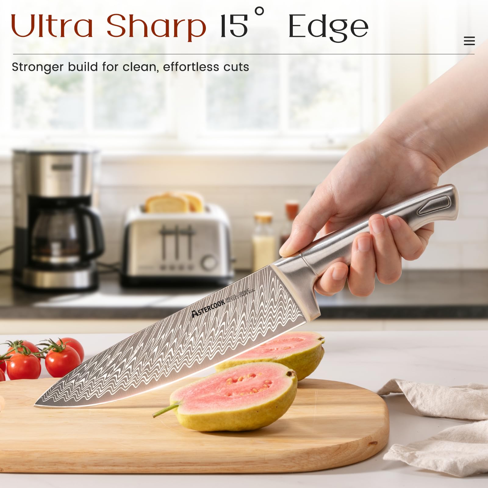 Astercook Knife Set, 15-Piece Kitchen Knife Sets with Built-in Sharpen ...