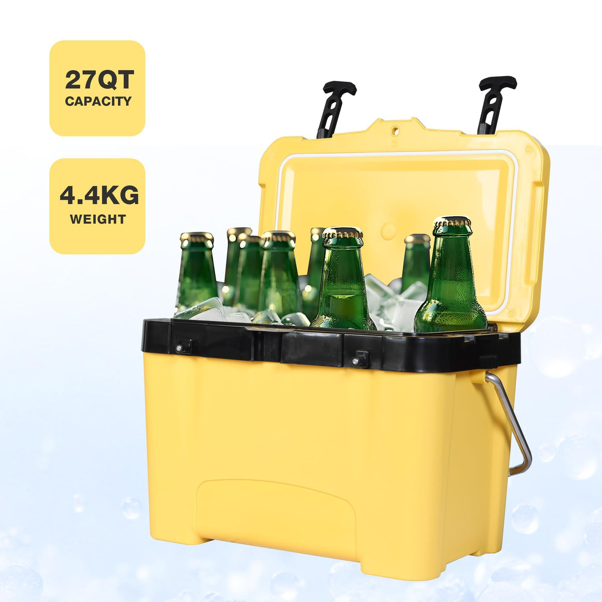 27 Quart Ice Cooler, Portable Ice Chest Hard Cooler Box with Retention ...