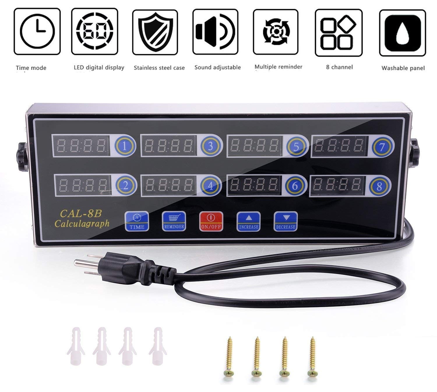 Li Bai Commercial 8 Channels Kitchen Timer Restaurant Cooking Timers 8 ...