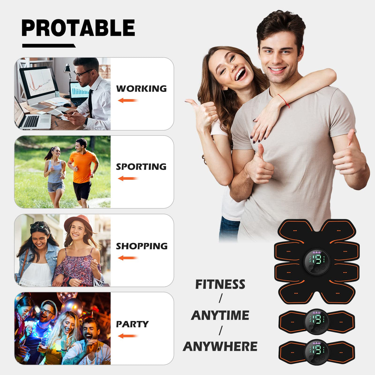 Grexemin ABS Stimulator Workout Equipment, Ab Machine USB Rechargeable ...