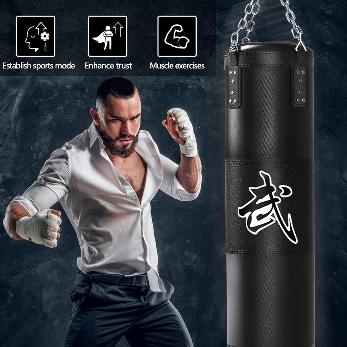 Mesetast Punching Bag for Adults, 4ft Heavy Boxing Bag Set with 12oz B ...