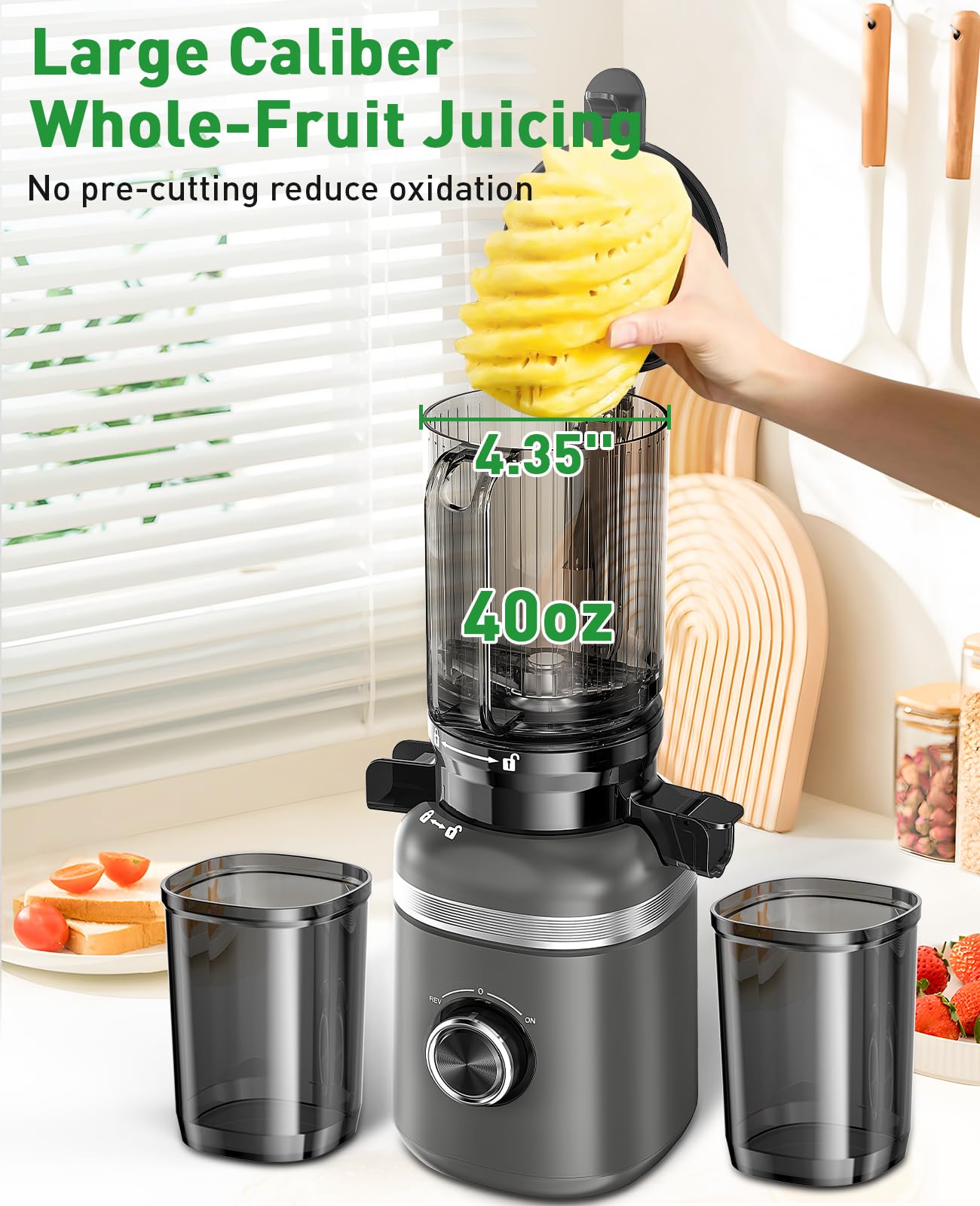 GlowWise Cold Press Juicer Machines for Whole Vegetables & Fruits, Slo ...