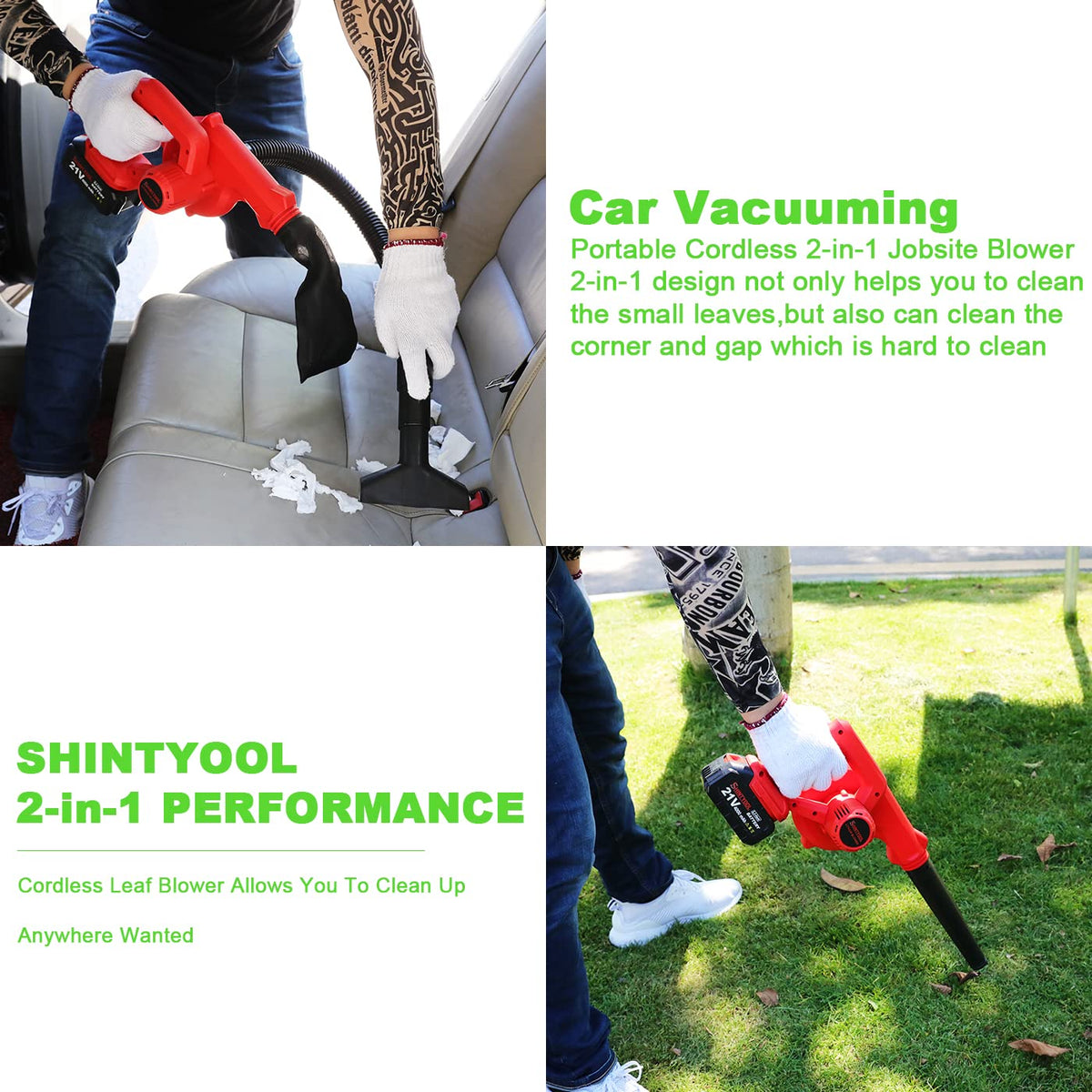 Mini Leaf Blower Red,2-in-1 Cordless Small Blower with 4.0Ah Battery a ...