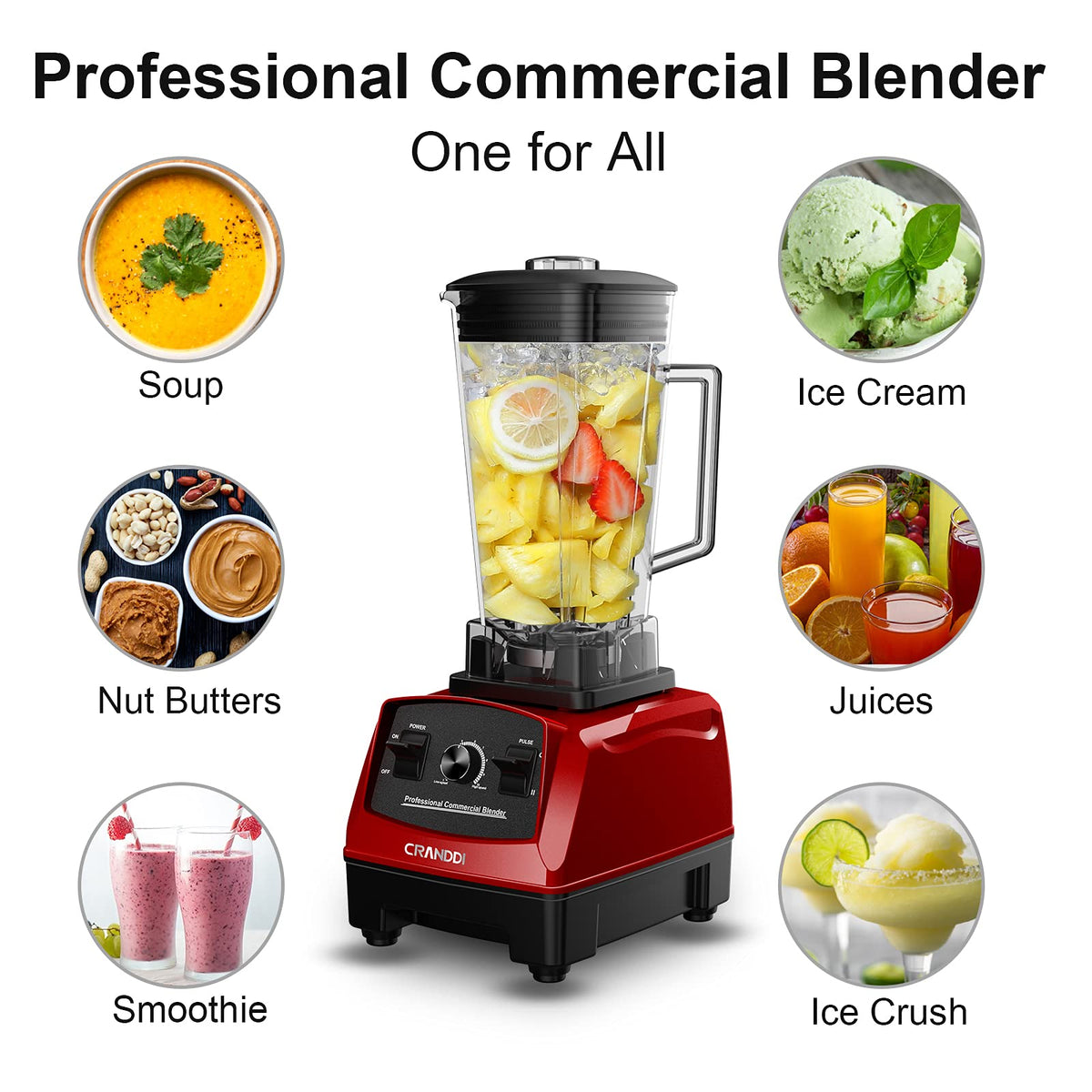 CRANDDI Professional Blender,1500 Watt Commercial Blenders for Kitchen ...