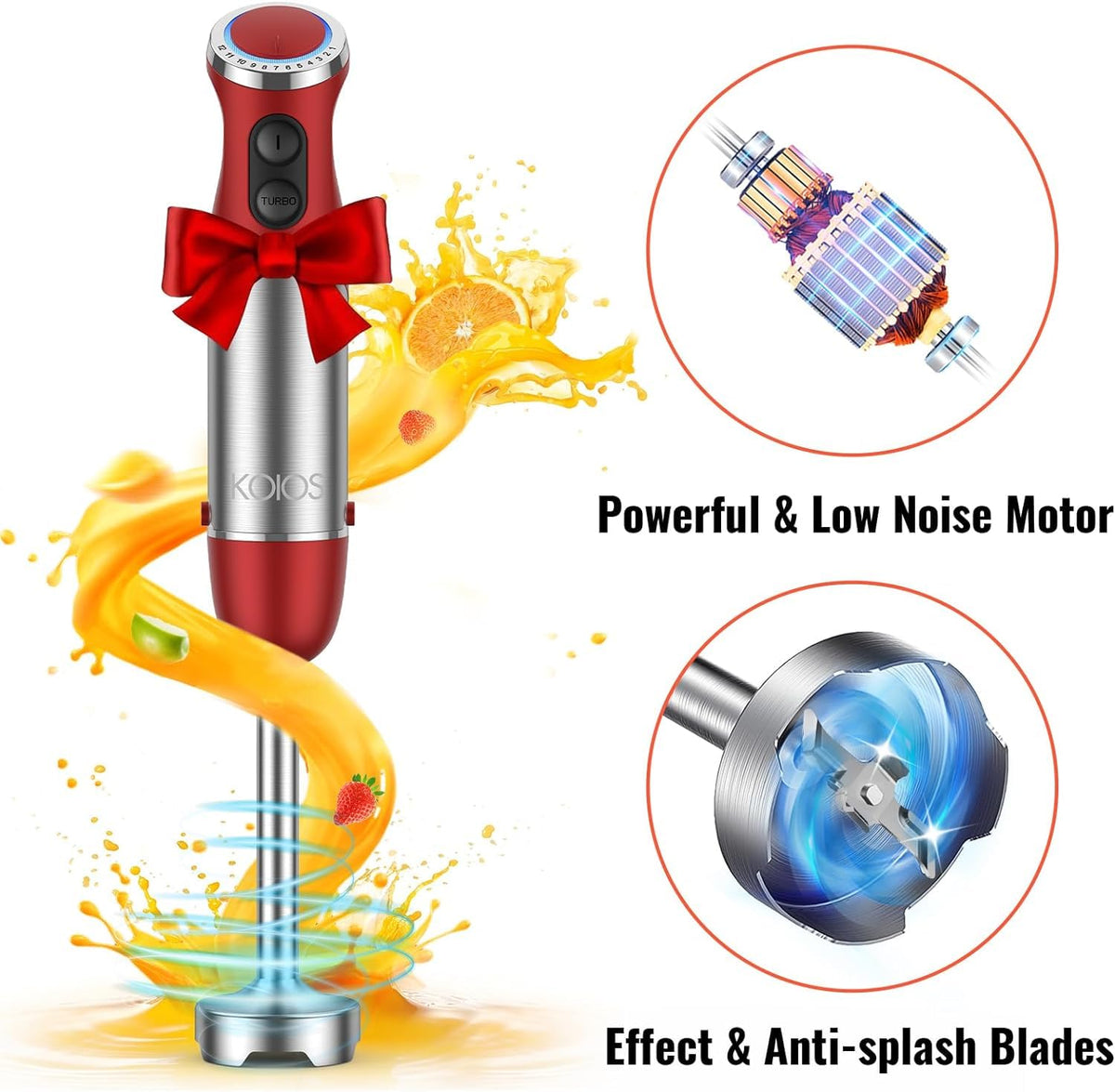 1000W 12 Speed Handheld Blender | 600ml Mixing Beaker,500ml Food Proce ...