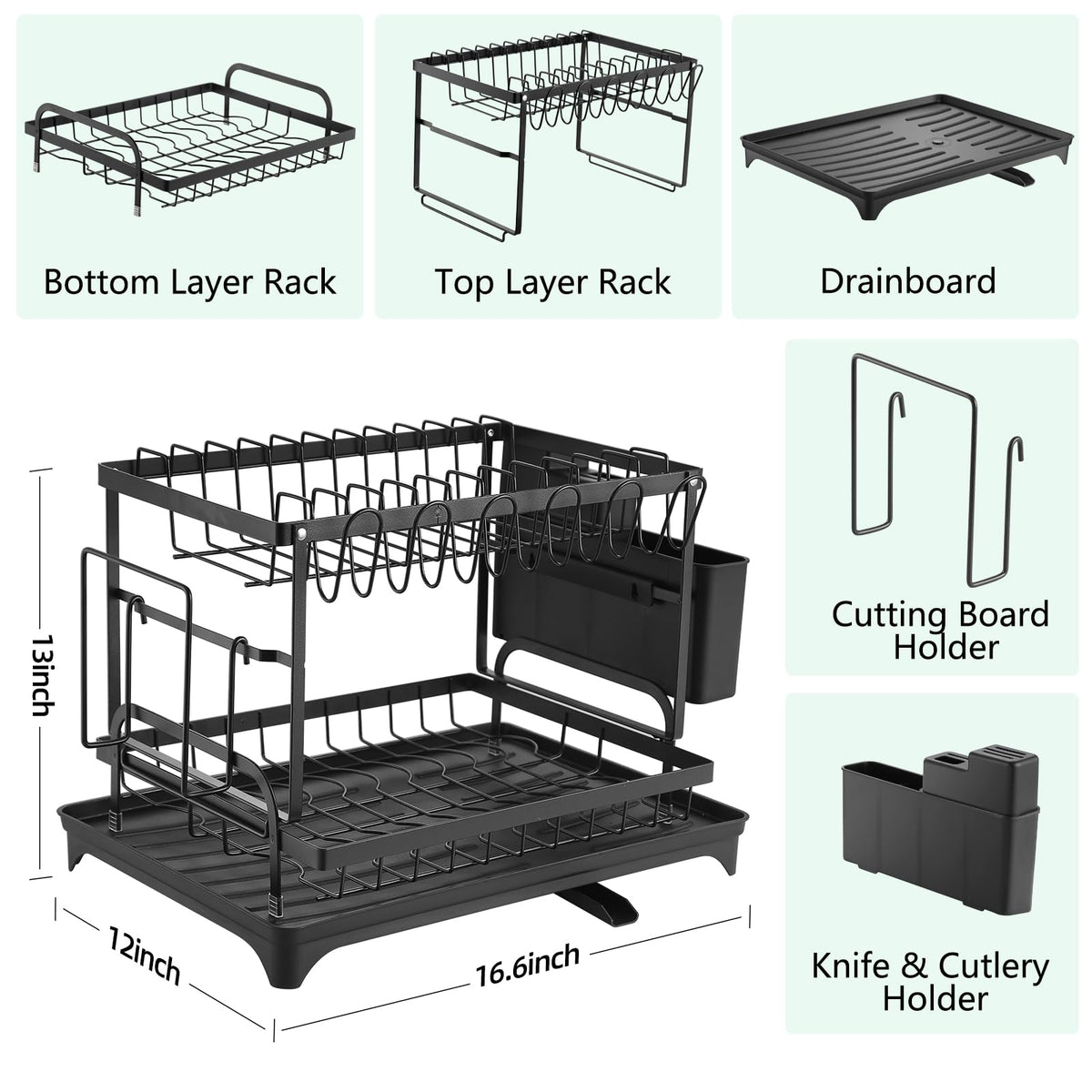 Dish Drying Rack, Multifunctional Dish Rack, Rustproof Kitchen Dish Dr ...