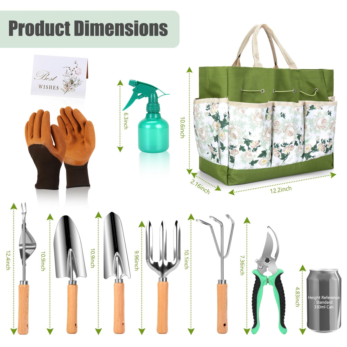 10-Piece Heavy Duty Garden Tool Set for Women, Rust-Proof Gardening Ha ...