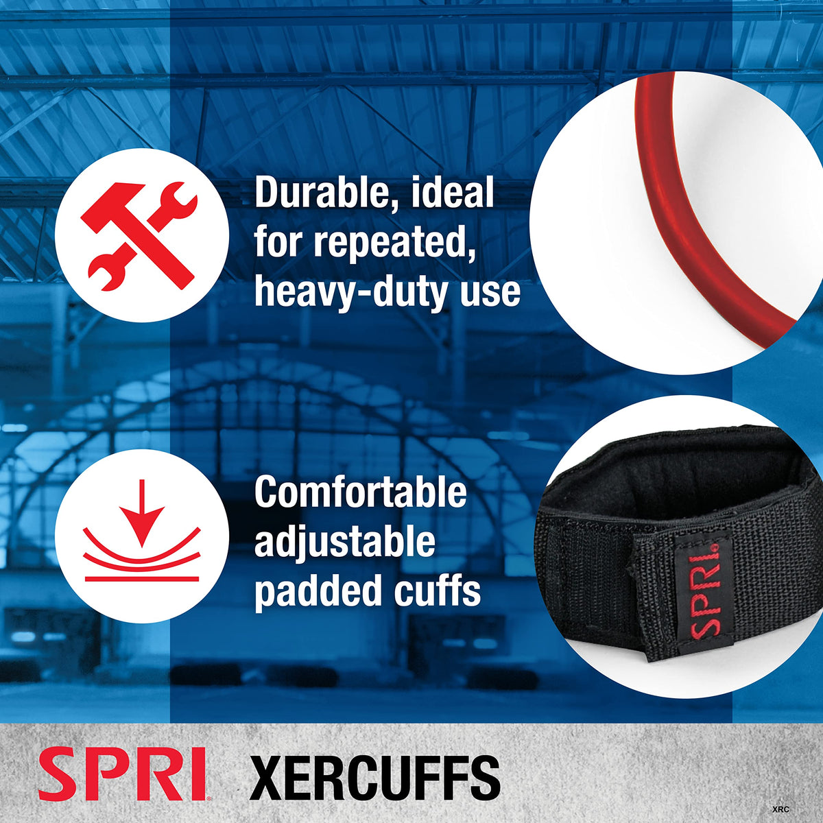 SPRI Xercuff Leg Resistance Band Exercise Cord with Non-Slip Padded An ...