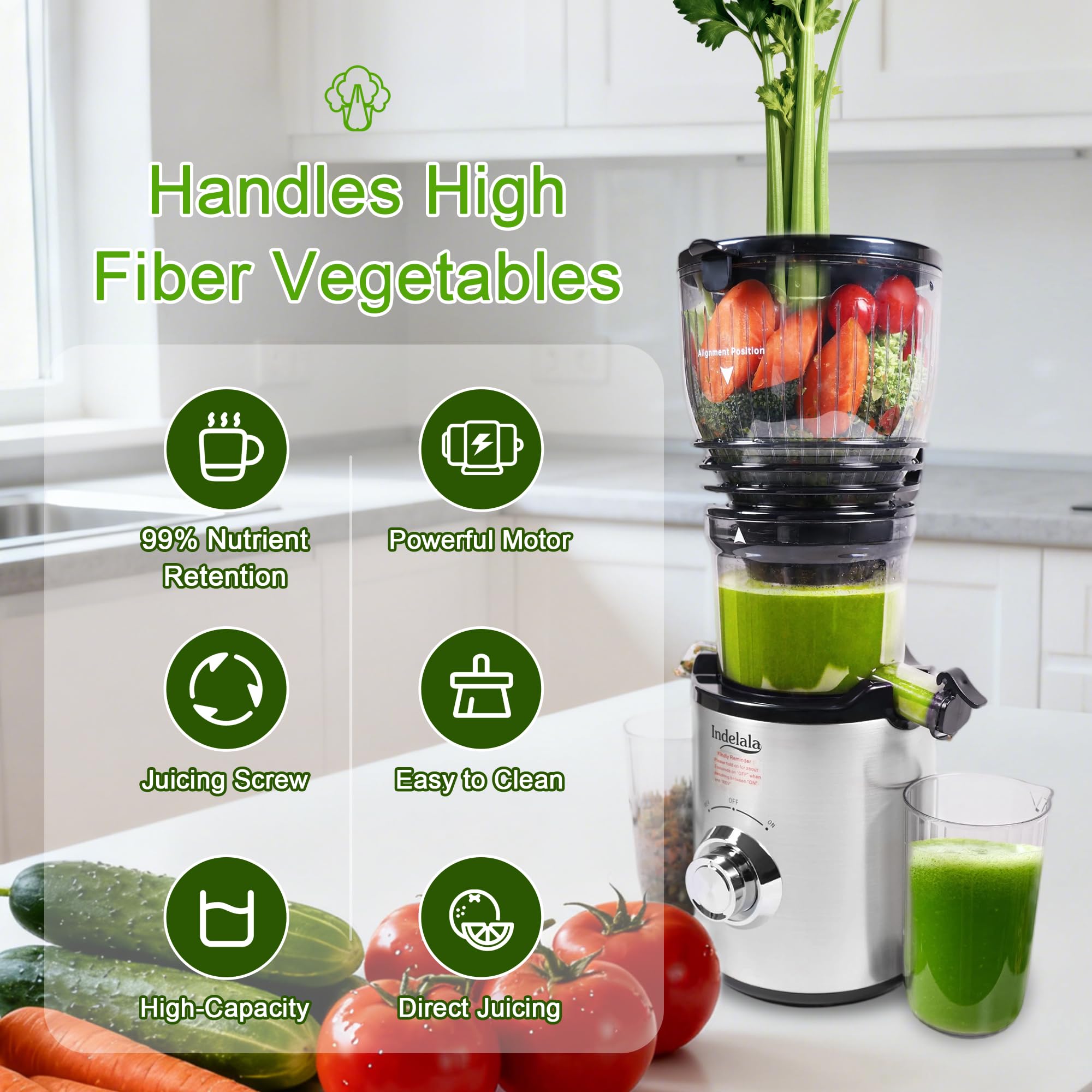 Cold Press Juicer Machines - 5.8" Wide Feed Chute, Easy To Clean, Slow ...