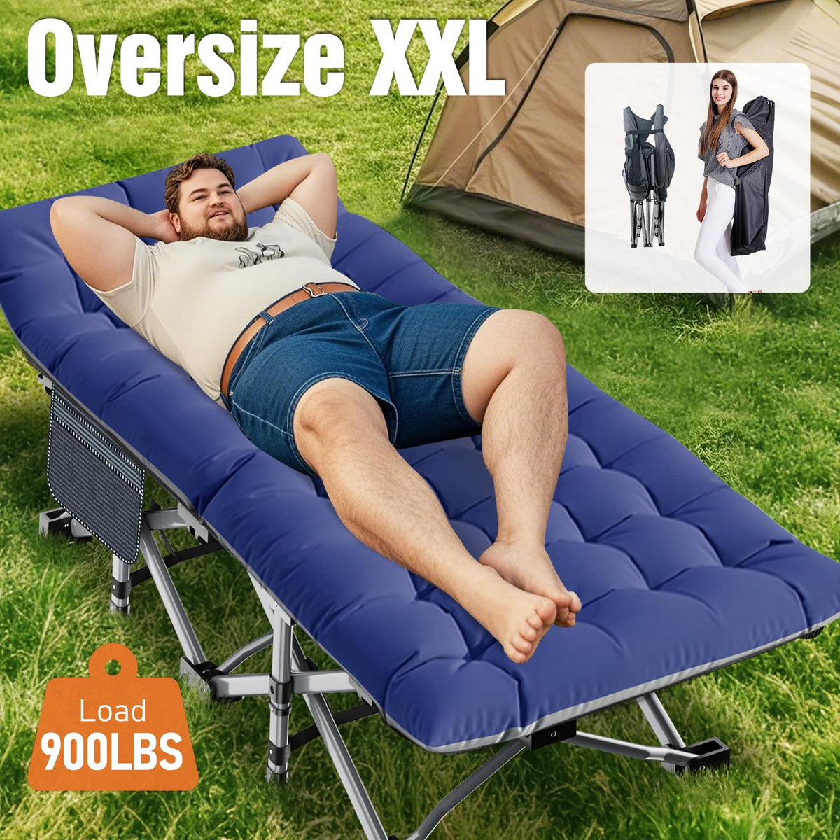 Slsy Oversized XXL Folding Camping Cot for Adults with Pad, Padded Por ...