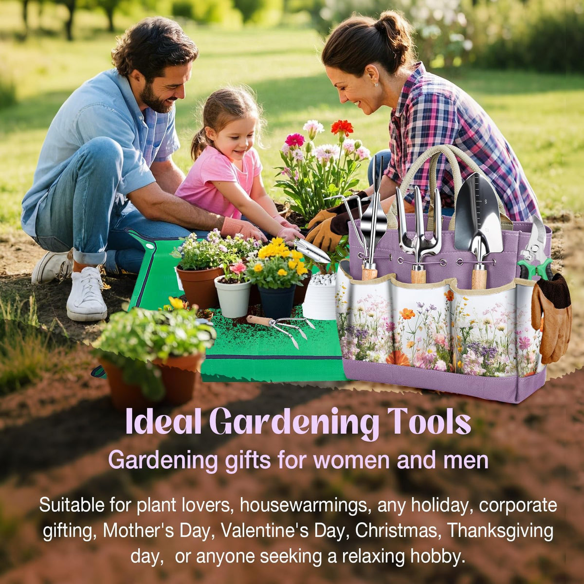 Gardening Tools Set 9-Piece Heavy-Duty Gardening Hand Tools with Flora ...
