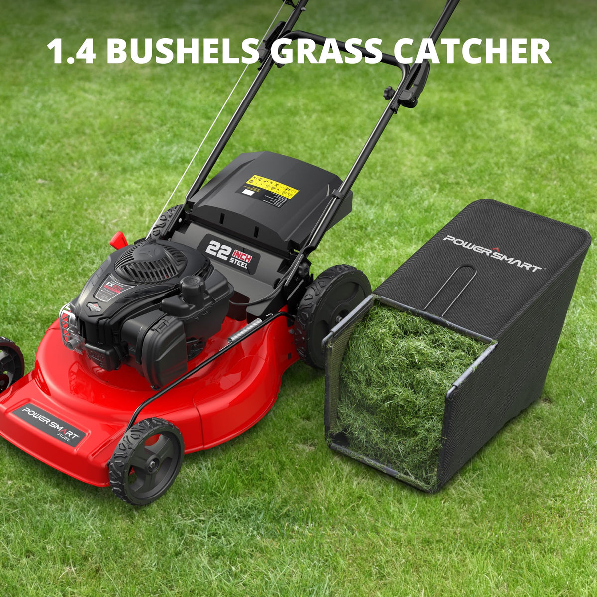 PowerSmart 22-Inch Gas Lawn Mower Self-Propelled, 150cc B&S Engine, 3 ...