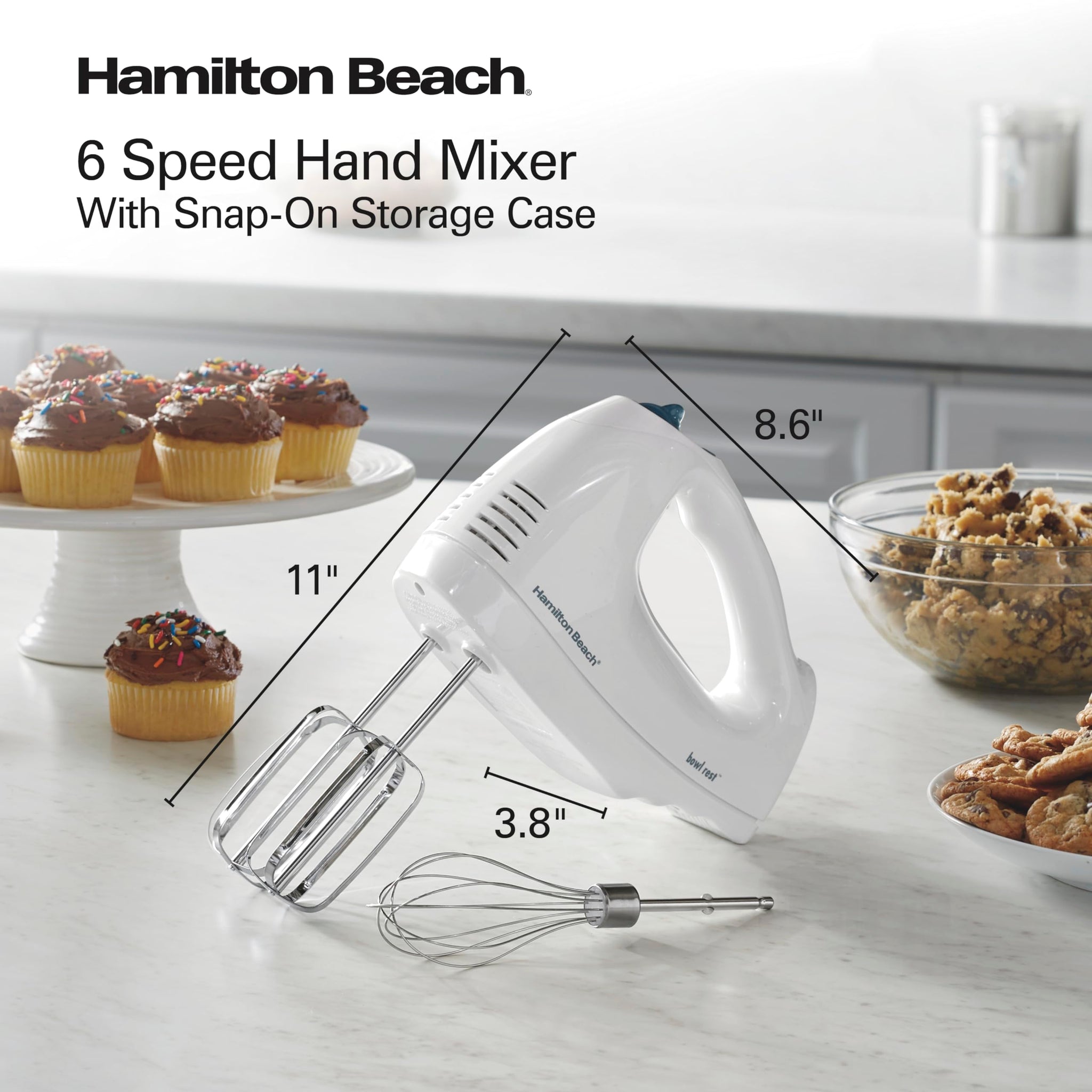 Hamilton Beach 6-Speed Electric Hand Mixer with Whisk, Traditional Bea ...