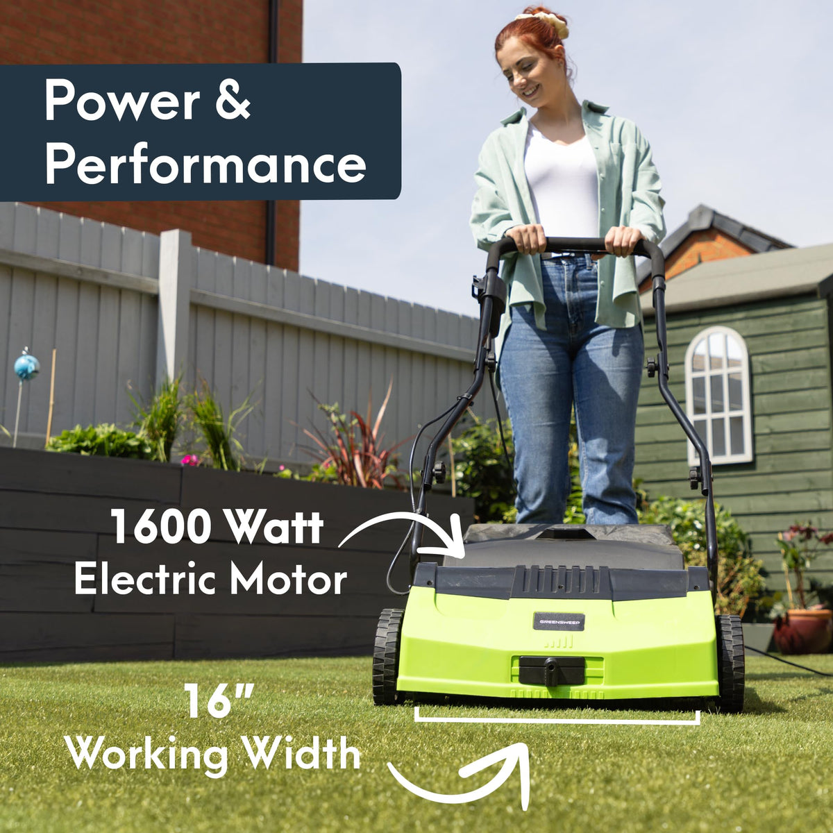 GreenSweep V2 - Artificial Grass Electric Sweeper Rake Vacuum 45L Coll ...