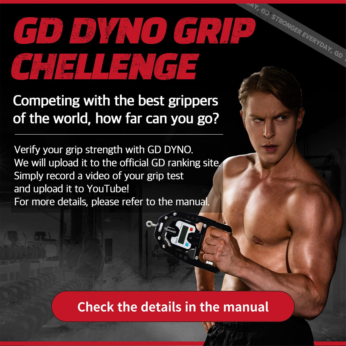 (NEW) GD DYNO-200 Digital Hand Dynamometer Grip Strength Measurement E ...
