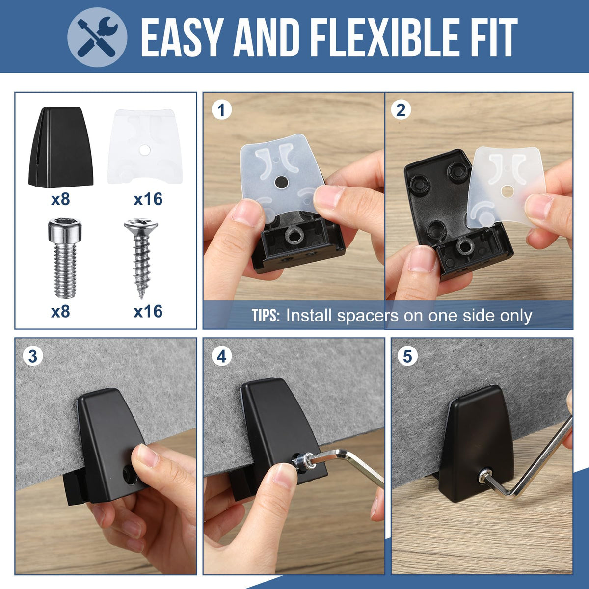 4 Pack Acoustic Desk Divider Soundproof Desk Privacy Panel Freestandin ...