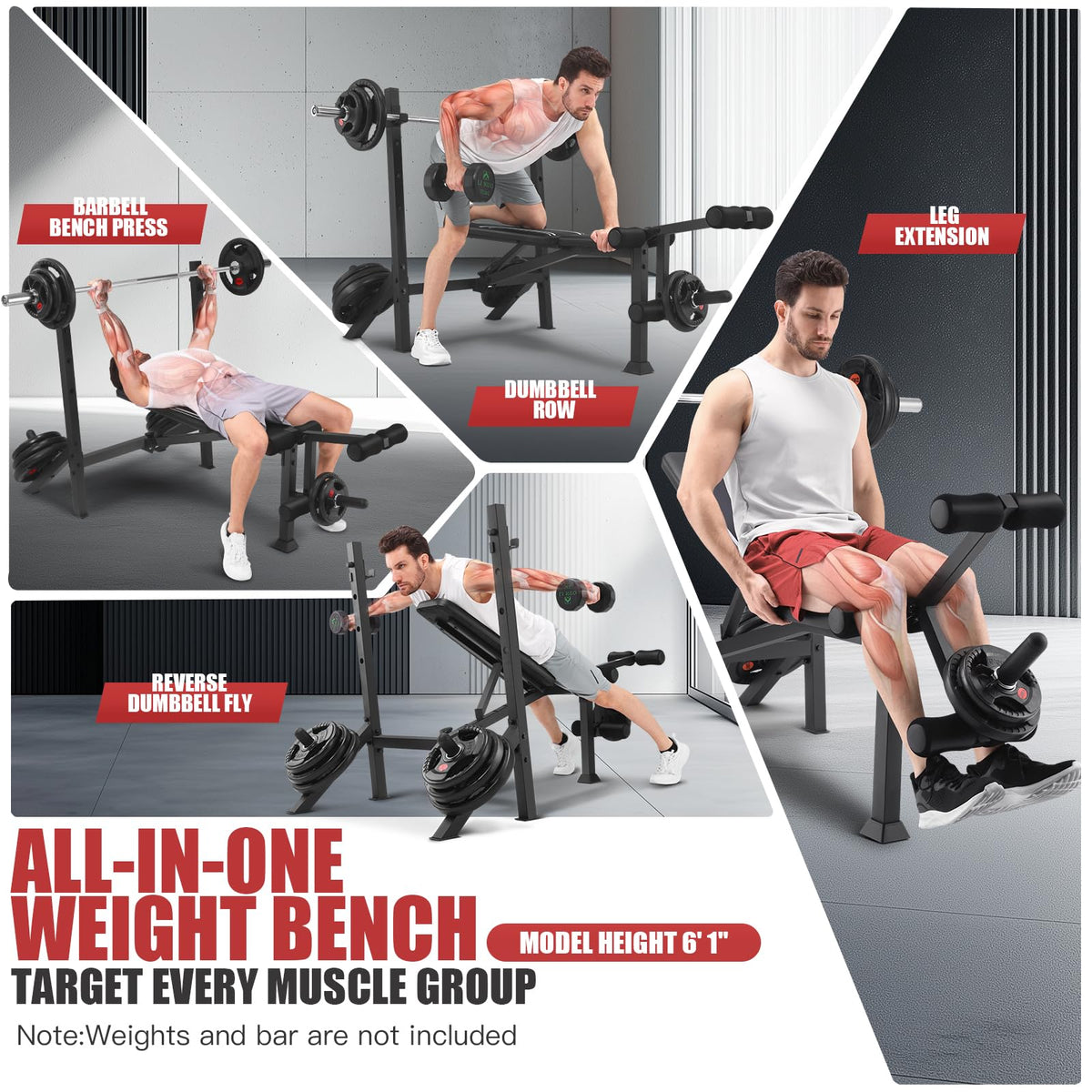 ANCHEER 900LBS Weight Bench Set with Squat Rack, Adjustable Bench Pres ...