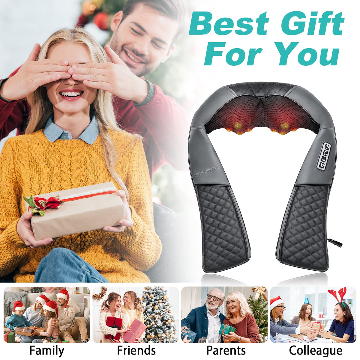 Neck Massager, Portable Electric Shiatsu Back Massage Device with Heat ...