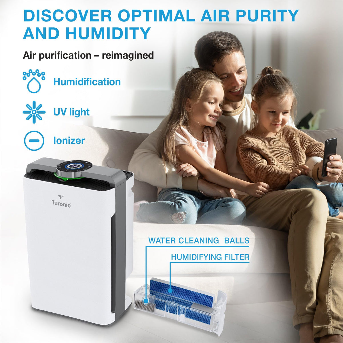 Air Purifier And Humidifier Combo, up to 4200 Sq Ft Large Room Air Cle ...