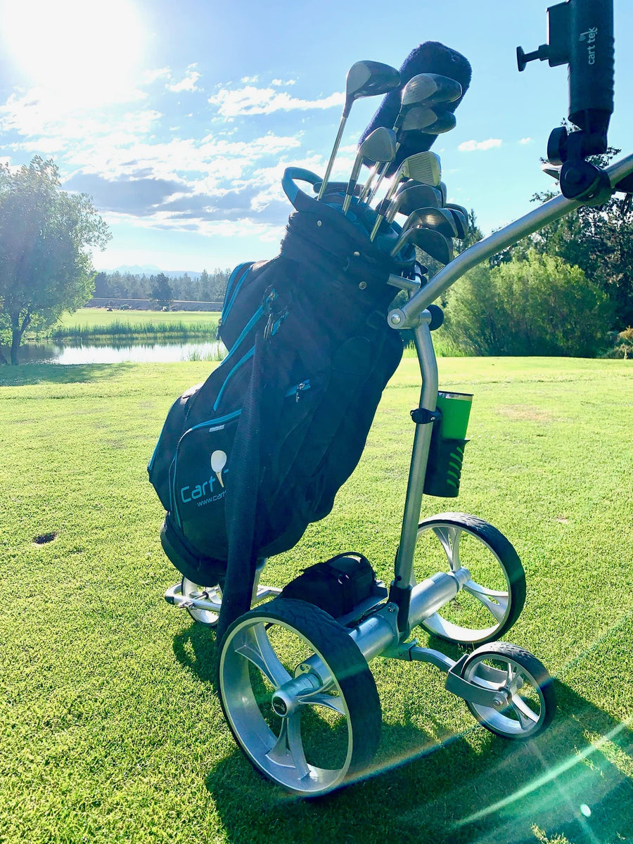 Cart-Tek Yellowstone Electric Golf Caddie Silver Lithium Battery Elect ...