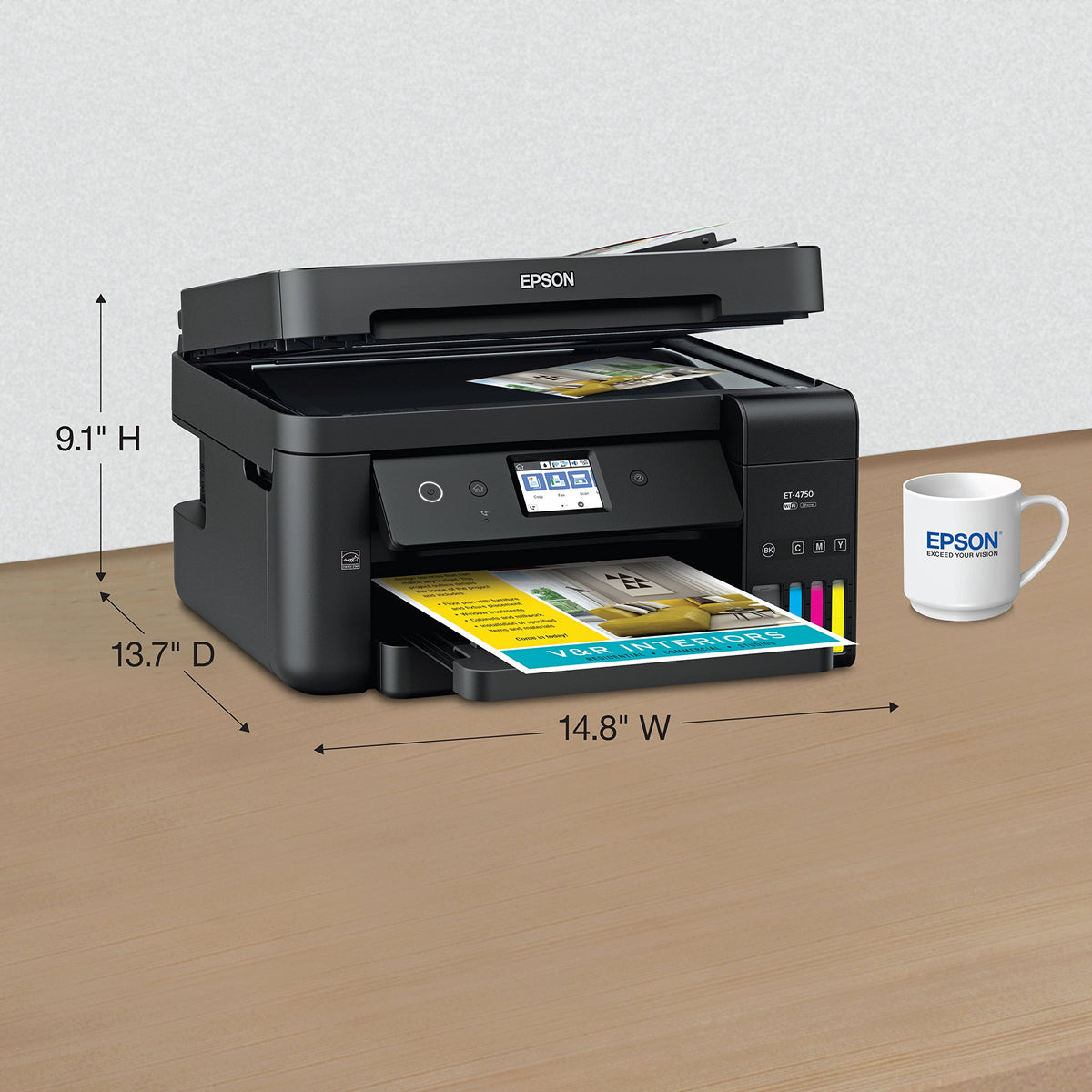 Epson WorkForce ET-4750 EcoTank Wireless Color All-in-One Supertank Pr ...
