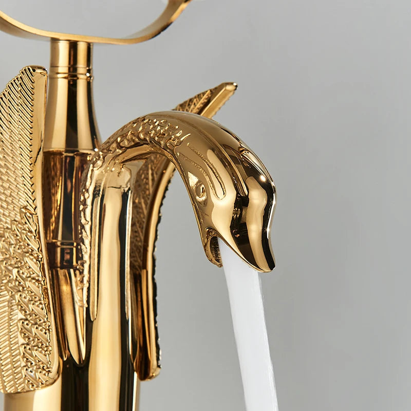 Luxury Gold Swan Bathtub Faucet Crystal Handle Bath Sets with Hand Sho ...