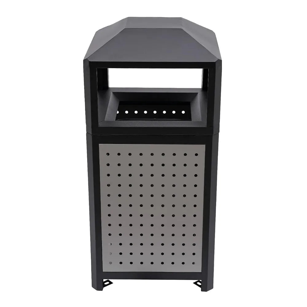 15 Gallon Commercial Outdoor Trash Can, Side Opening Outdoor Metal Was ...